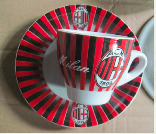 Espresso Cups⎮Porcelain 90 ml⎮AC Milan Soccer Team - Espresso Canada